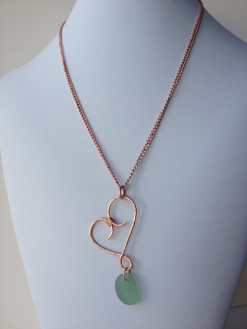 Wire Wrapped, Hand Forged, Hammered Copper Heart Pendant With Light ...