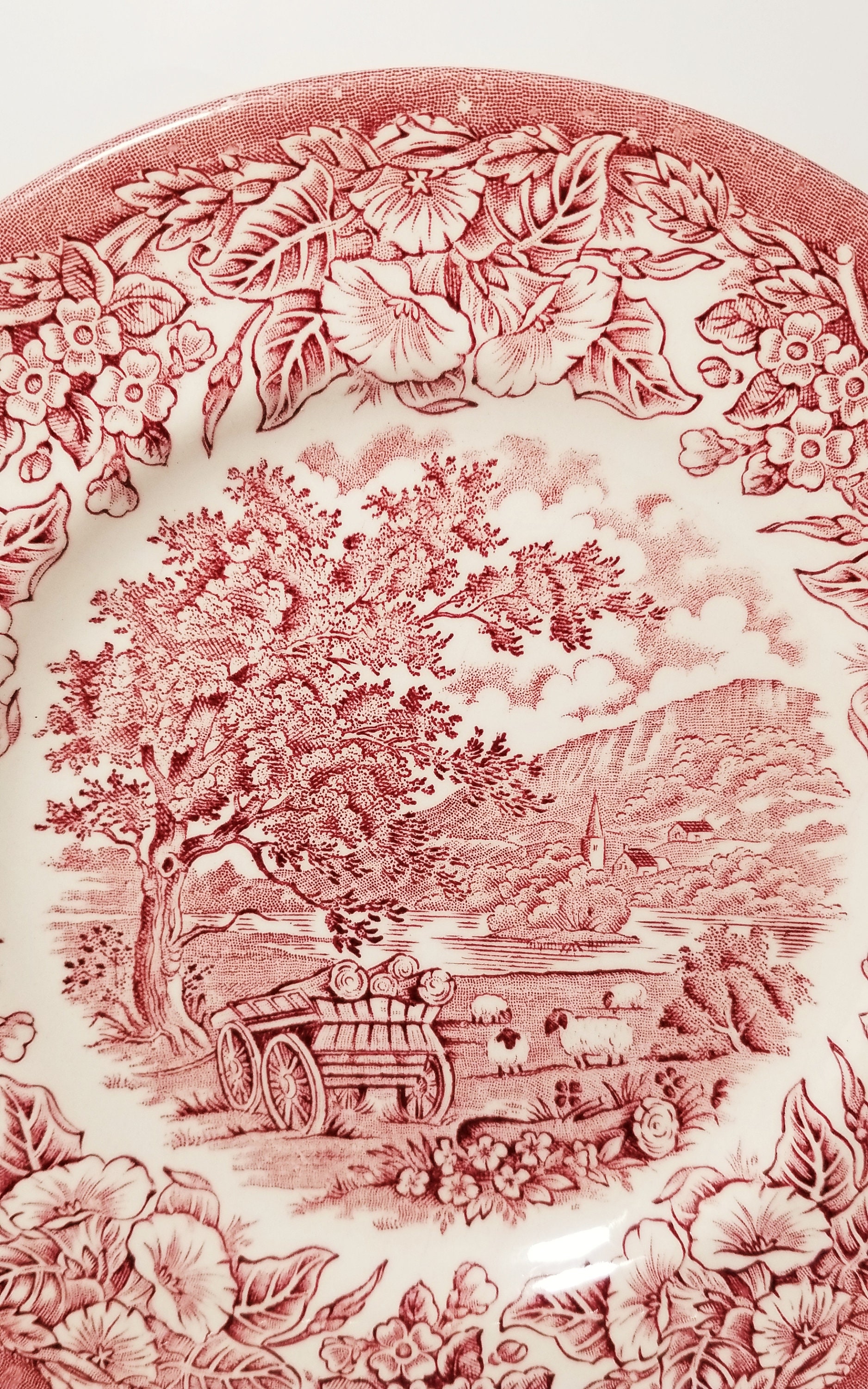 Set of 4 Pink Transferware Salad Plates - Etsy