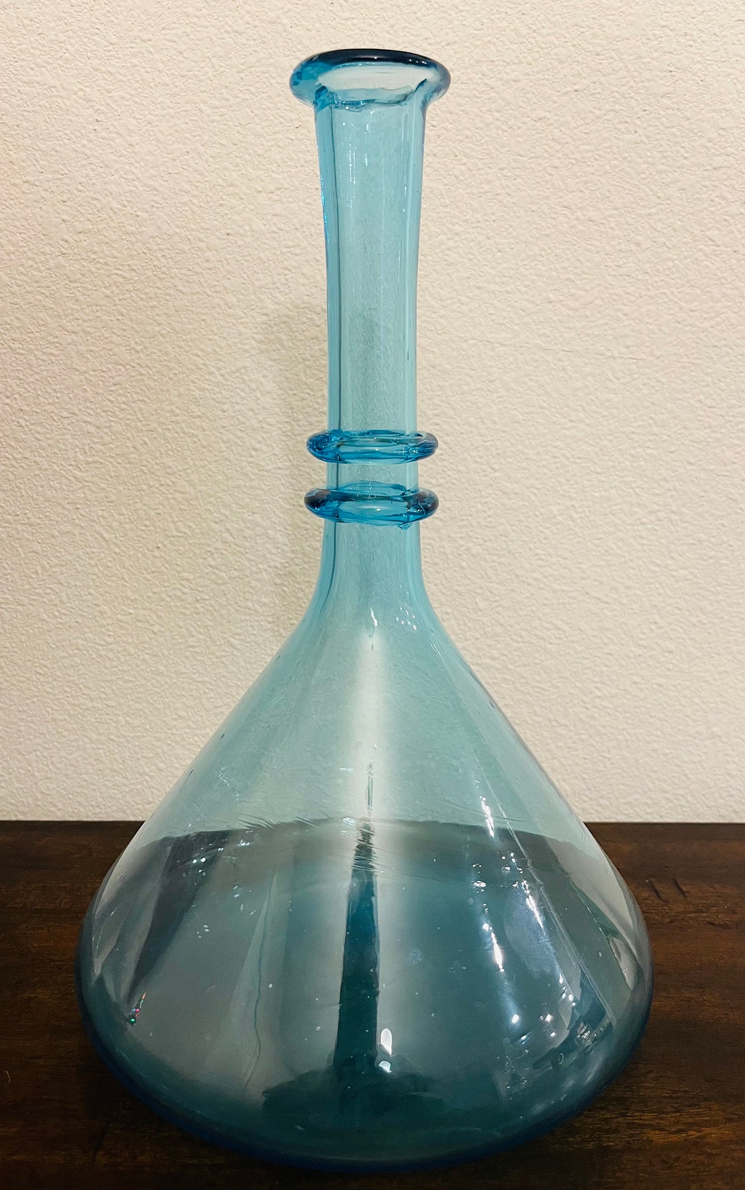 Vintage MCM 12 Empoli Aqua Blue Glass Decanter Genie Bottle No Stopper ...