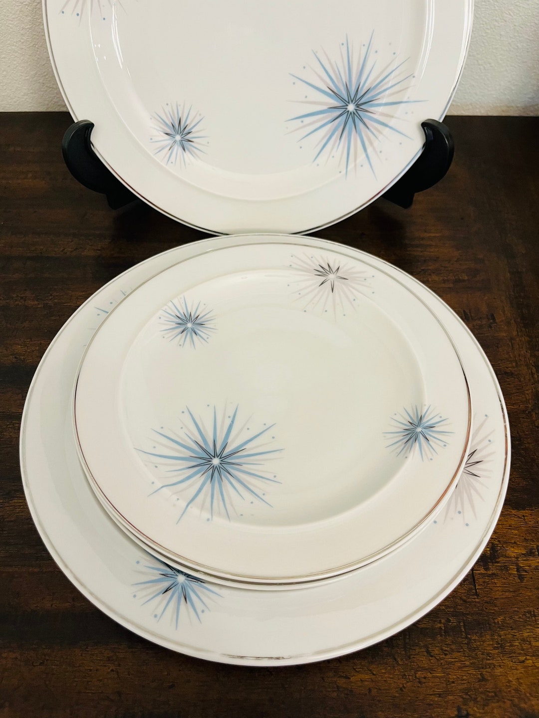 Vintage Easterling Bavaria CELESTIAL Atomic Starburst MCM Dinner/ Salad ...