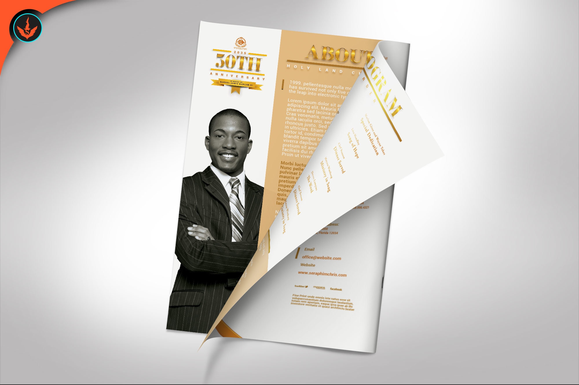 Ivory and Gold Church Anniversary Bi_fold Program 4 Pages Photoshop ...
