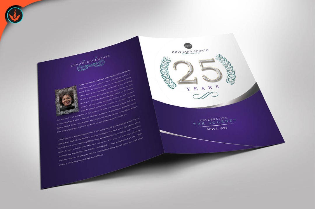Church Anniversary Program PHOTOSHOP Template Regal Purple and Silver ...
