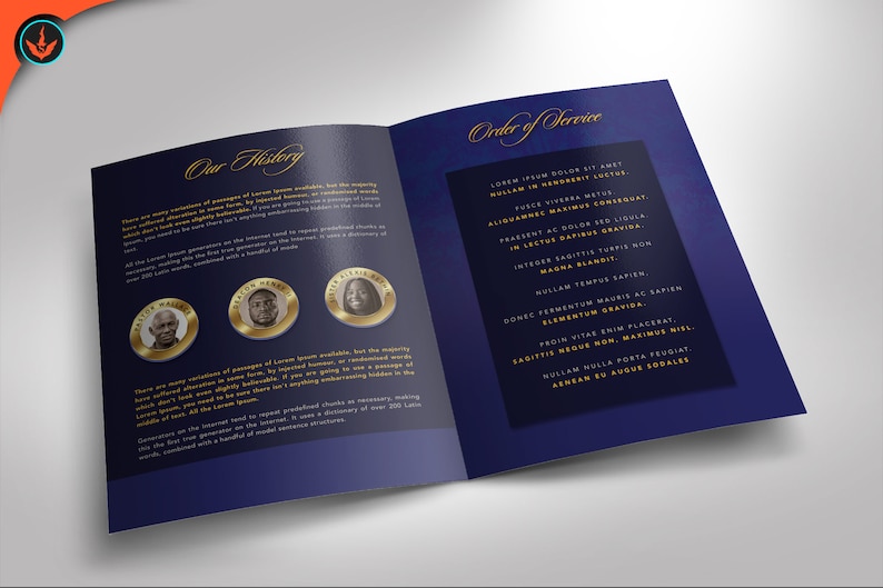 Sapphire Blue and Gold Pastor Anniversary Program PHOTOSHOP Template 8 ...