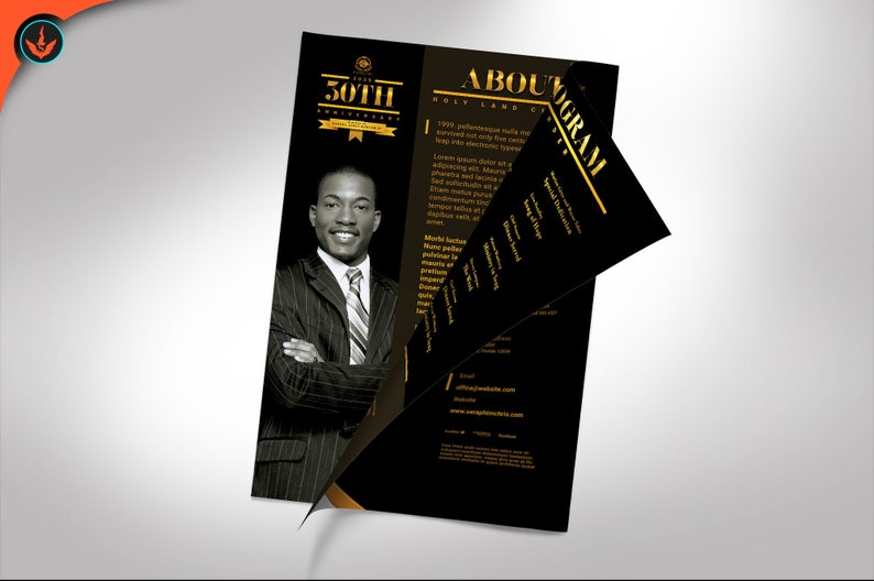 Church Anniversary Program Template: Black and Gold Bi-fold (digital ...