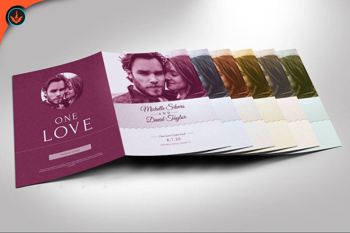 Retro Wedding Program Photoshop Template 4 Pages 8.5x11 and 5.5x8.5 - Etsy