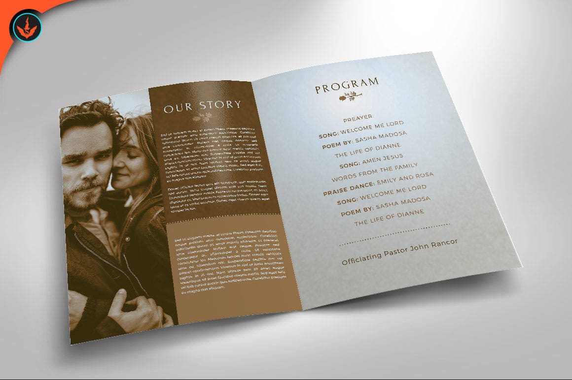 Retro Wedding Program Photoshop Template 4 Pages 8.5x11 and 5.5x8.5 - Etsy