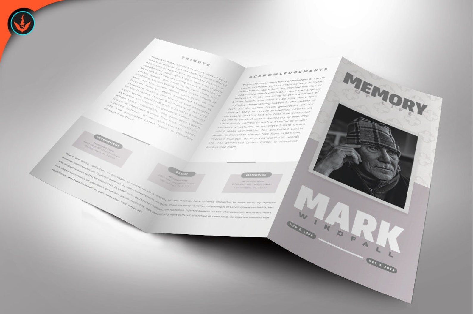 Simple Funeral Program Tri-fold Indesign Template 17x11 and 11x8.5 - Etsy