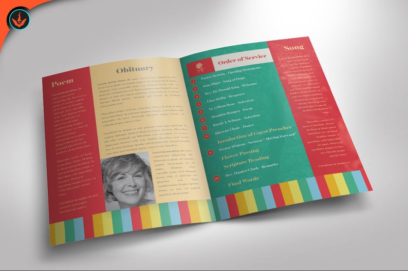 Colorful Funeral Program Publisher and Word Template 4 Pages | Etsy