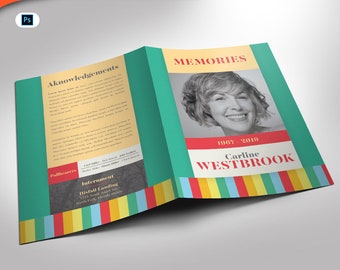 Passport Funeral Program Photoshop Template 8 Pages 5.5x8.5 | Etsy