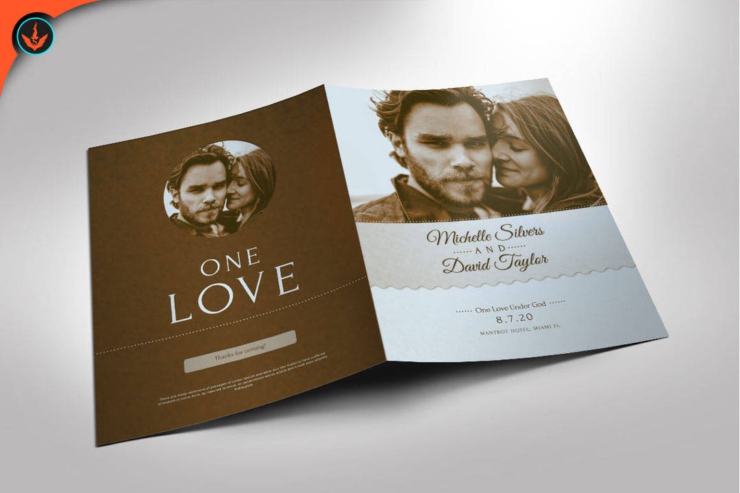 Retro Wedding Program Photoshop Template 4 Pages 8.5x11 and 5.5x8.5 - Etsy