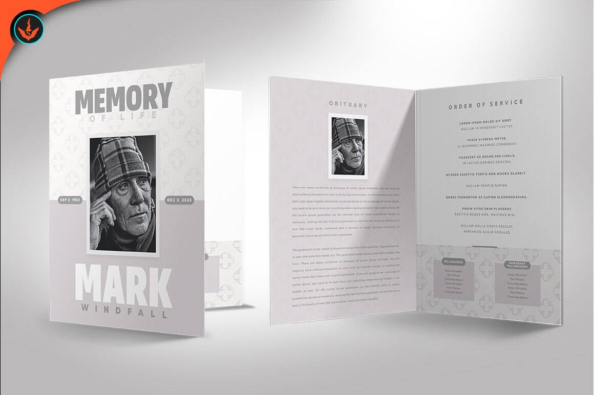 Simple Funeral Program Photoshop Template 4 Pages 5.5x8.5 - Etsy