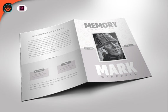 Simple Funeral Program Indesign Template 4 Pages 8.5x11 and | Etsy
