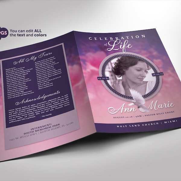 Pink Funeral Program - Etsy