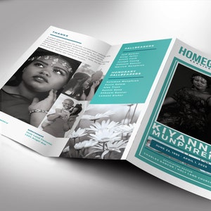 Turquoise Tri-fold Funeral Program Publisher and Word Template Pages ...