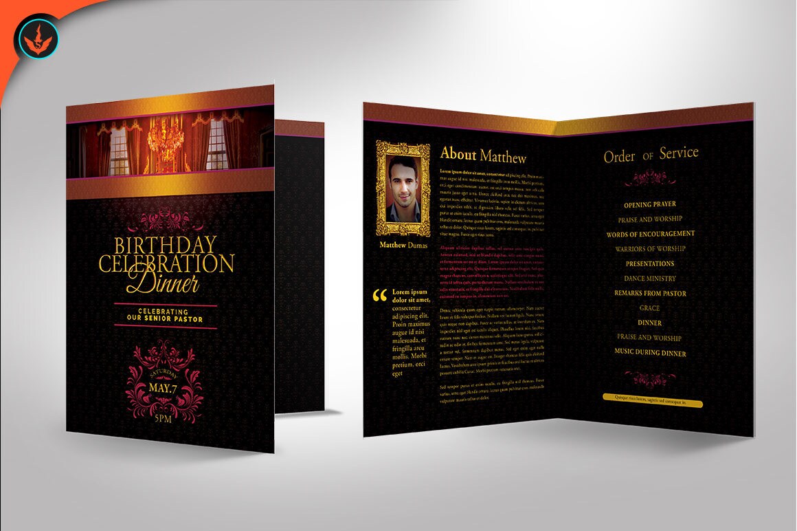 Royal Birthday Celebration Event Program Photoshop Template 5.58.5 - Etsy