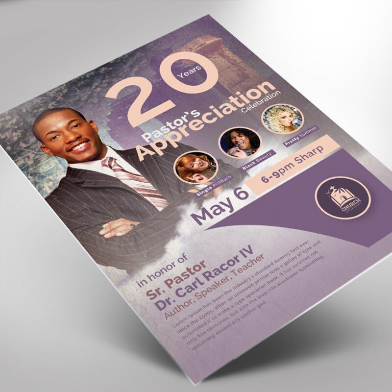 Pastor Appreciation Church Celebration Flyer - Etsy