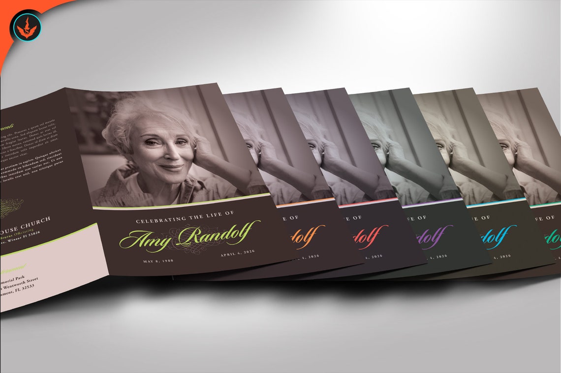 Funeral Program PHOTOSHOP Template 8.5x11 and 5.5x8.5 4 Pages - Etsy