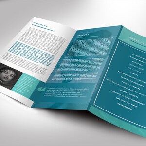 Turquoise Tri-fold Funeral Program Publisher and Word Template Pages ...