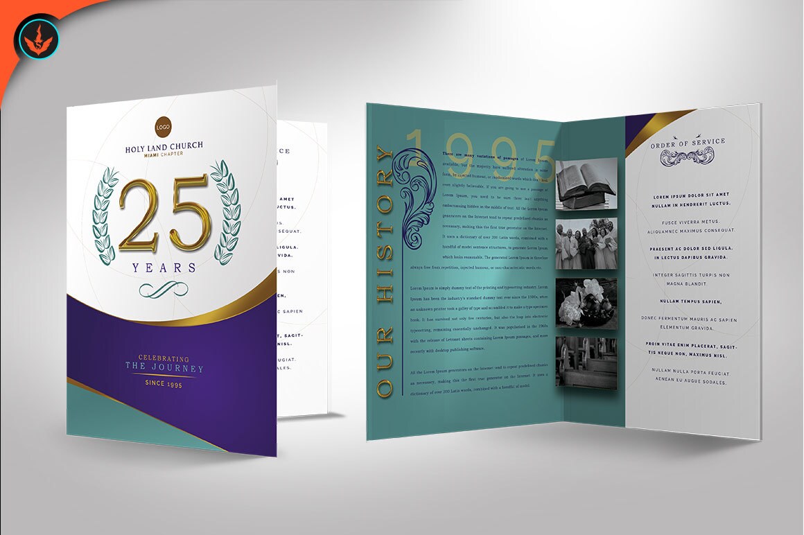 Church Anniversary Program Template Publisher and Word Bi-fold (4 Pages ...