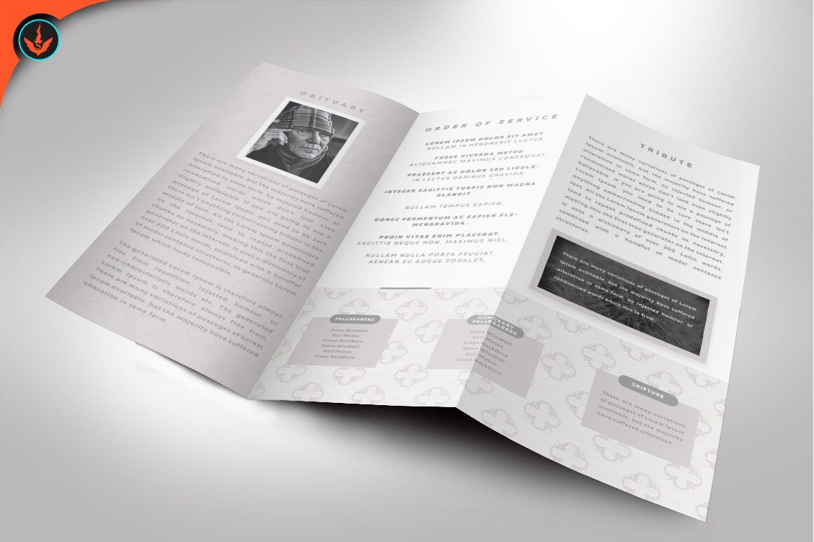 Simple Funeral Program Tri-fold Indesign Template 17x11 and 11x8.5 - Etsy