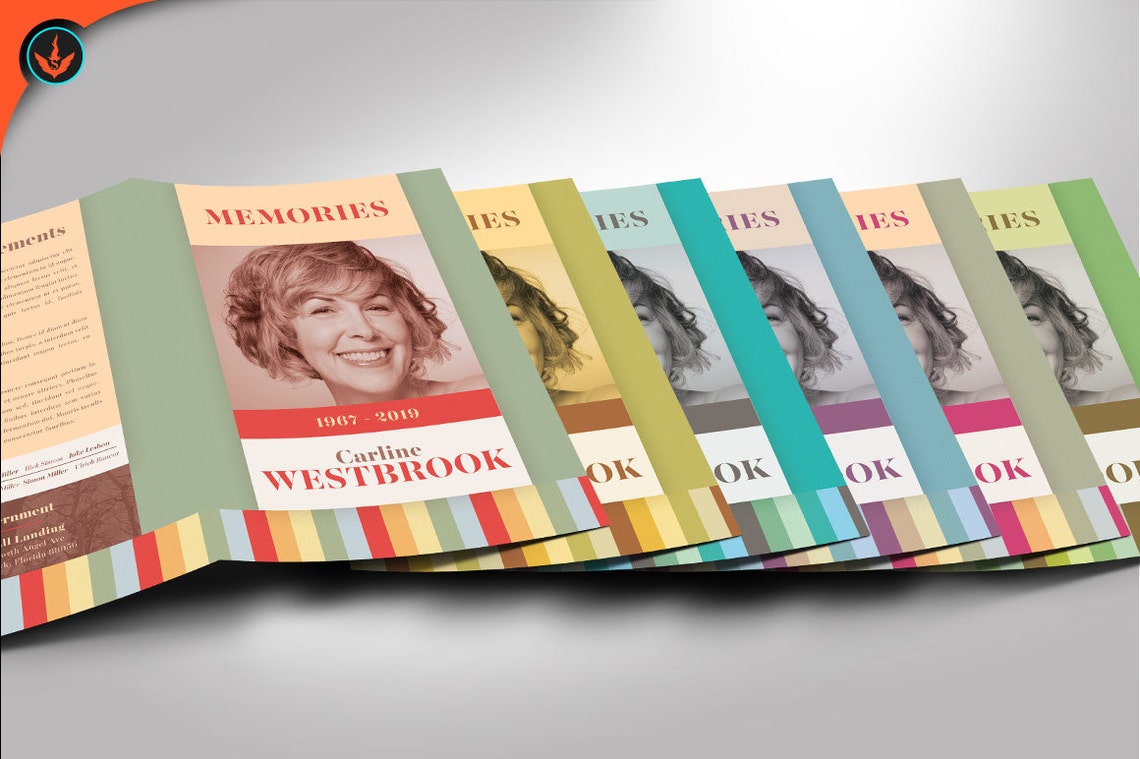 Colorful Funeral Program Publisher and Word Template 4 Pages - Etsy