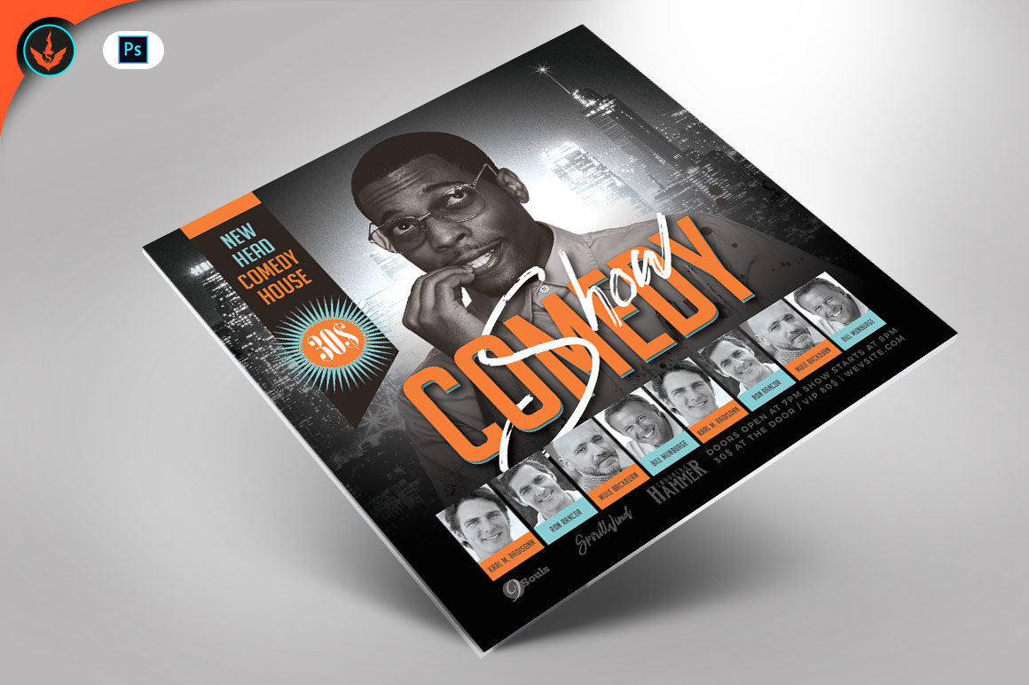 Comedy Show Square Flyer Photoshop Template 4.75x4.75 Printable - Etsy