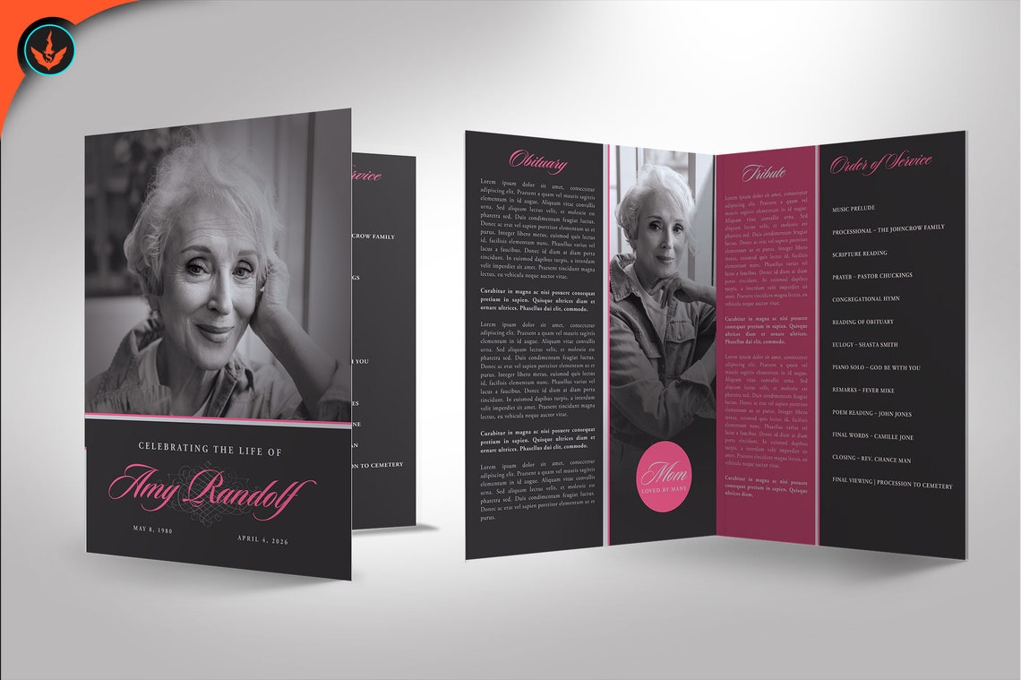 Funeral Program PHOTOSHOP Template 8.5x11 and 5.5x8.5 4 Pages - Etsy