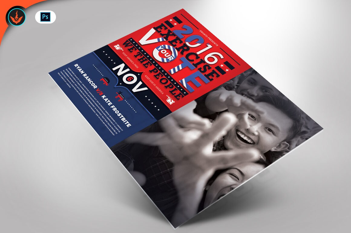 Exercise Your Vote Political Flyer Photoshop Template 7x5 - Etsy