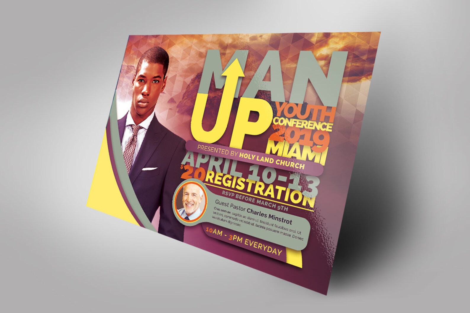 Man up Church Conference Flyer Publisher and Word Template 11x8.5 and ...