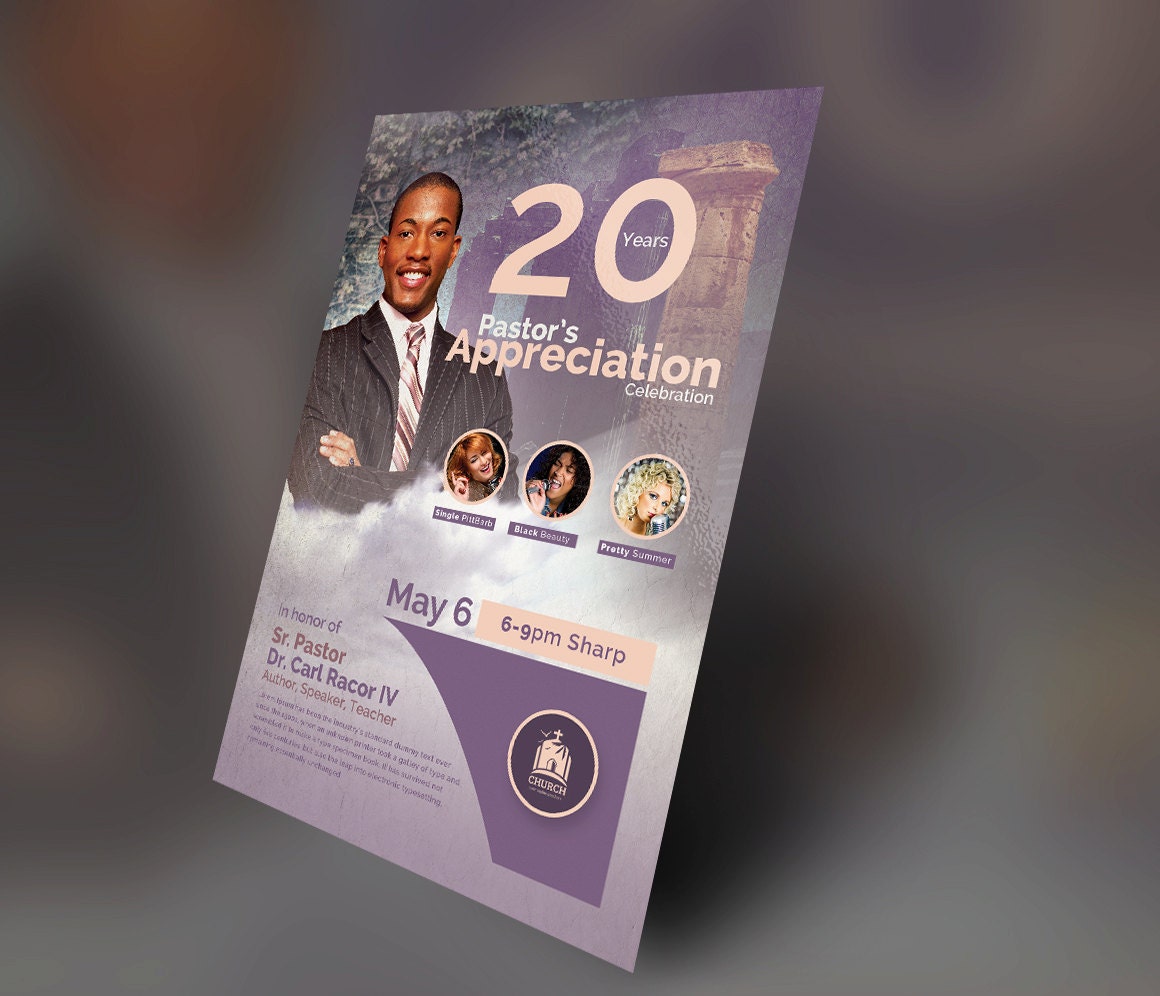 Modern Pastors Appreciation Flyer 2 Photoshop Template 4x6 - Etsy