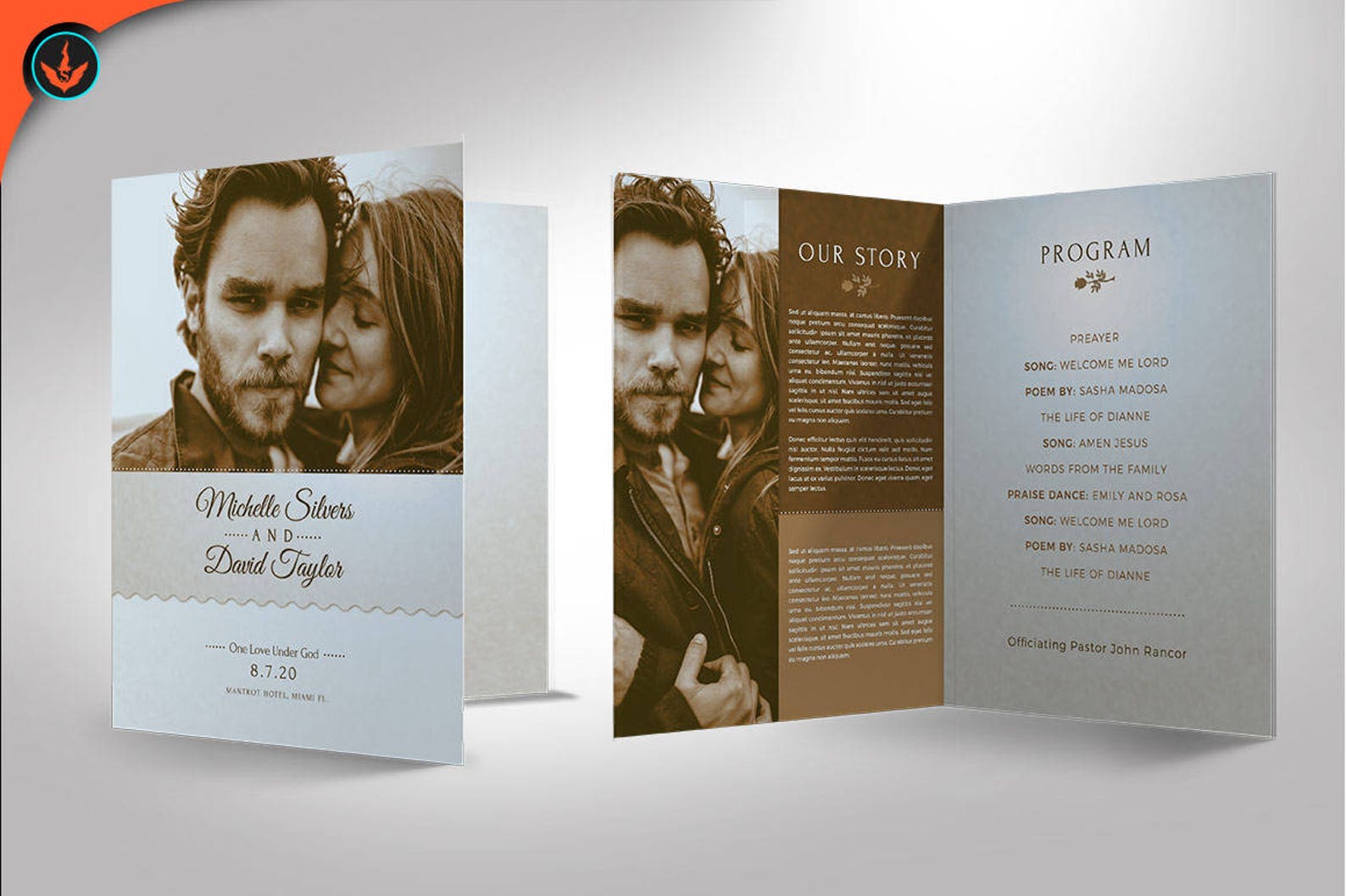 Retro Wedding Program Photoshop Template 4 Pages 8.5x11 and 5.5x8.5 - Etsy