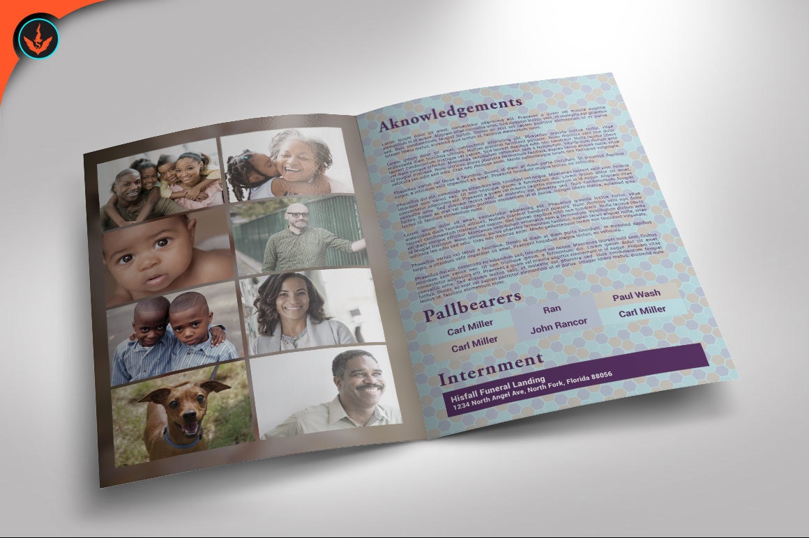 Passport Funeral Program Photoshop Template Bi-fold (8 Pages) 5.5x8.5 ...