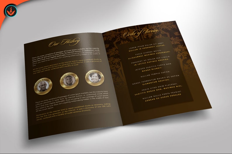 Pastor Anniversary Program Gold WORD and Publisher Template (8.5x11 and ...
