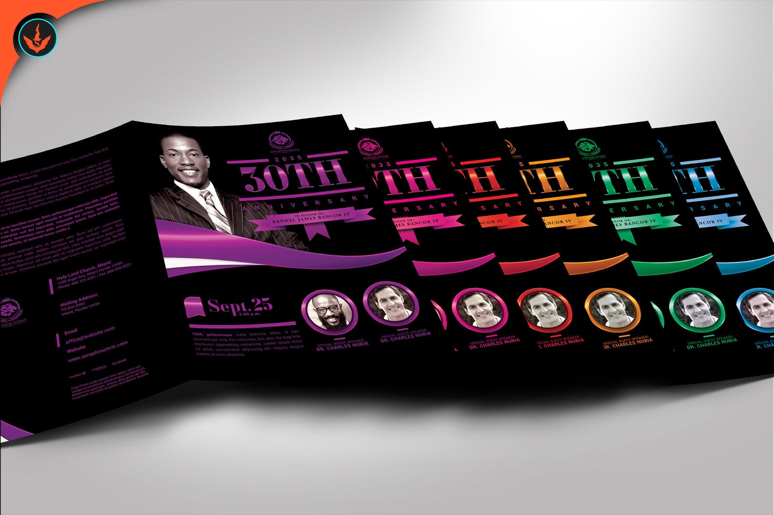 Church Anniversary Program Template: Black and Gold Bi-fold (digital ...