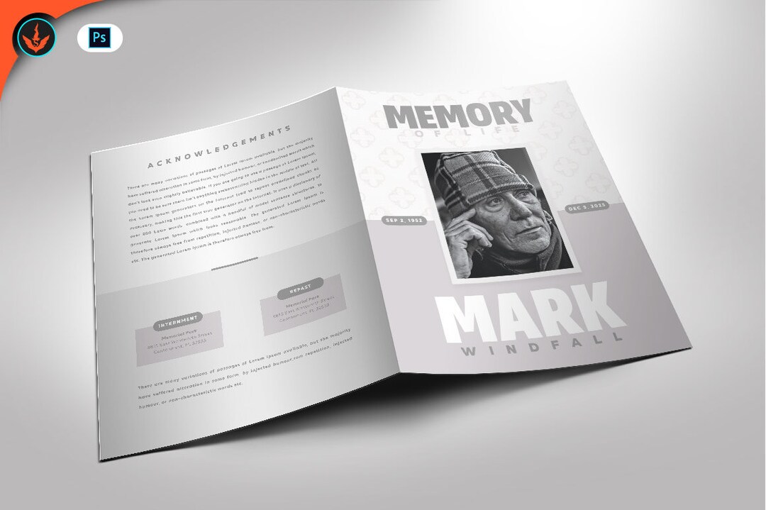 Simple Funeral Program Photoshop Template (4 Pages) 5.5x8.5 - Etsy