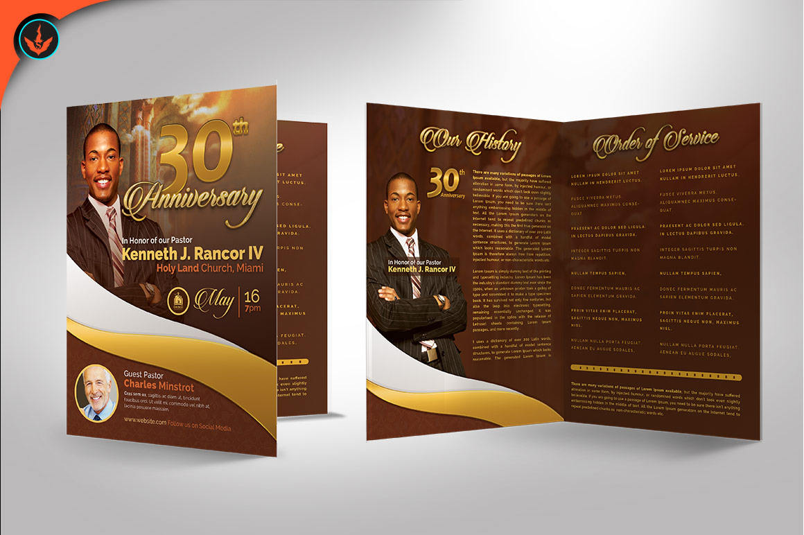 Pastor Anniversary Program PUBLISHER and WORD Template Bi-fold 8.5x11 ...