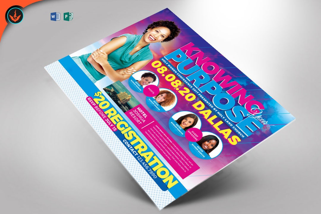 Conference Flyer Template Knowing Your Purpose Publisher and Word (11x8 ...