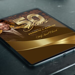 Pastor Anniversary Church Flyer Template Gold PUBLISHER and WORD 8.5x11 ...