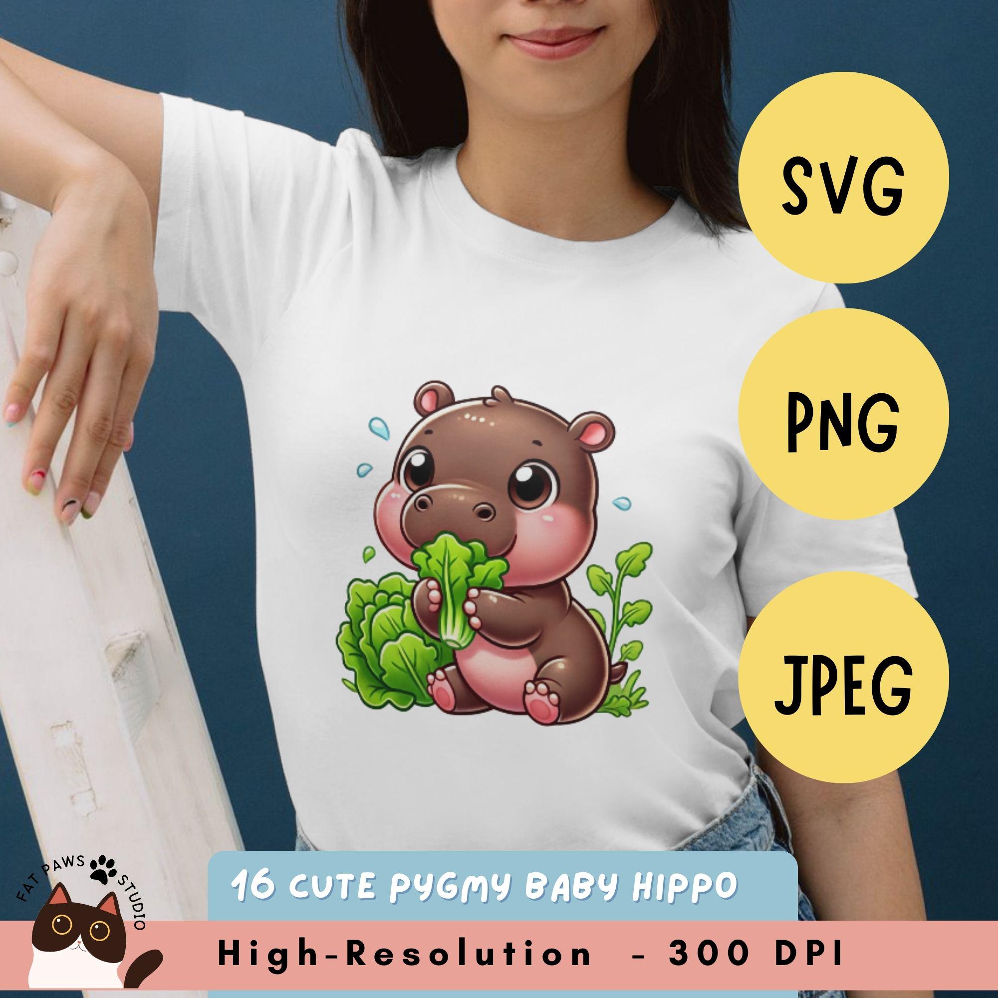 16 Cute Moo Deng Pygmy Hippo Clipart | Adorable Cartoon Hippo ...