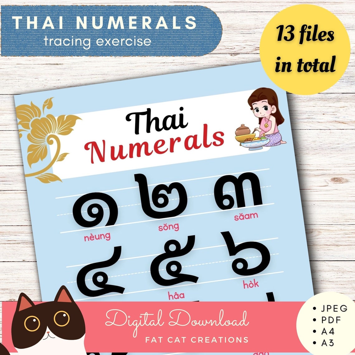 Printable Thai Numerals Tracing Worksheet Instant Download - Etsy