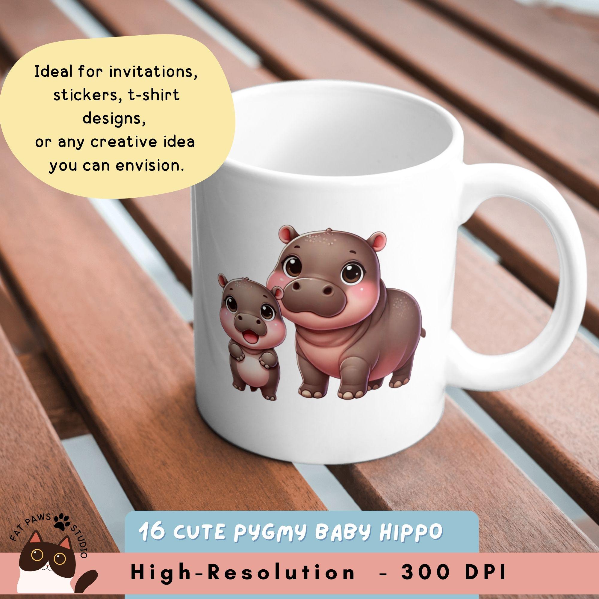 16 Cute Moo Deng Pygmy Hippo Clipart | Adorable Cartoon Hippo ...