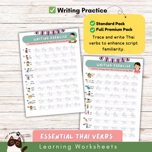 Thai Verbs Learning Pack: Flashcards, Worksheets, Audio (digital ...