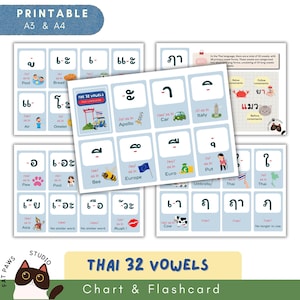 Thai Vowels Chart & Flashcards: A3/A4 Printable (digital Download) - Etsy