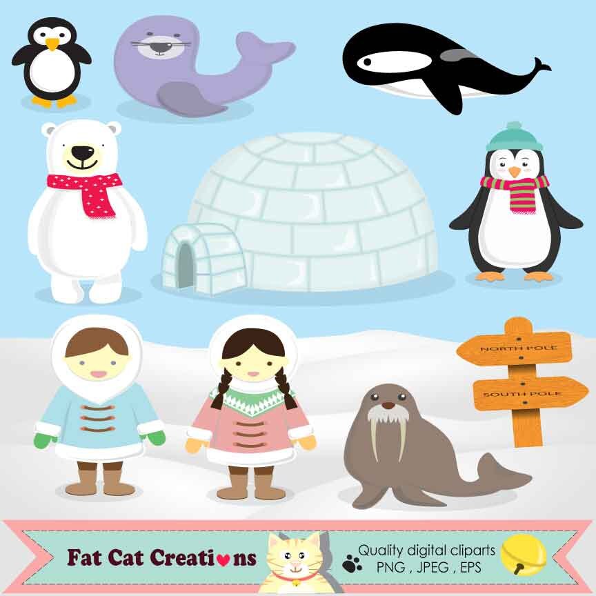 Arctic Animals Clipart,antartica Animal Clip Art,wild Winter Alaska ...