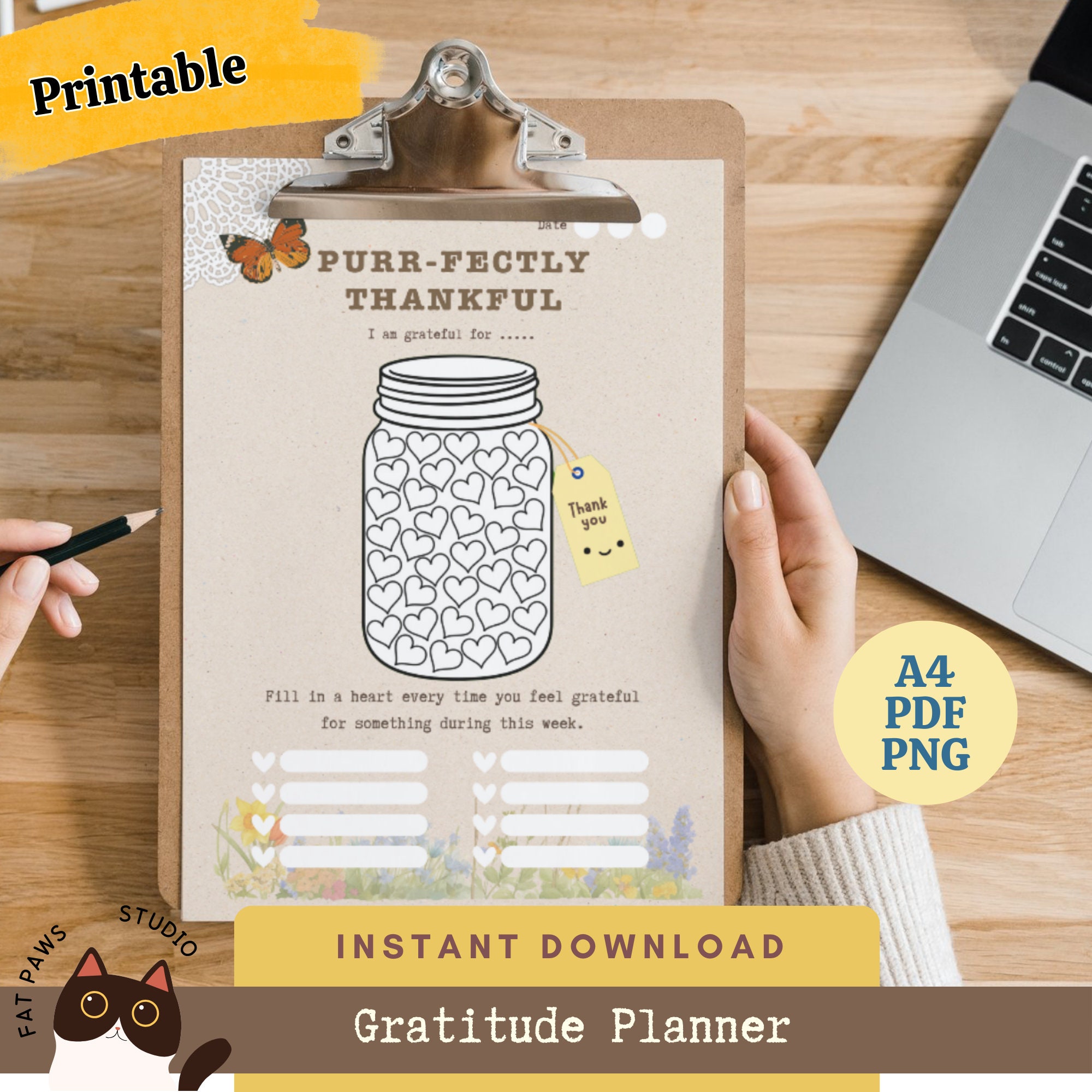 A4 Bundle Pack, Daily Gratitude Planner , Gratitude Jar , Vintage and ...