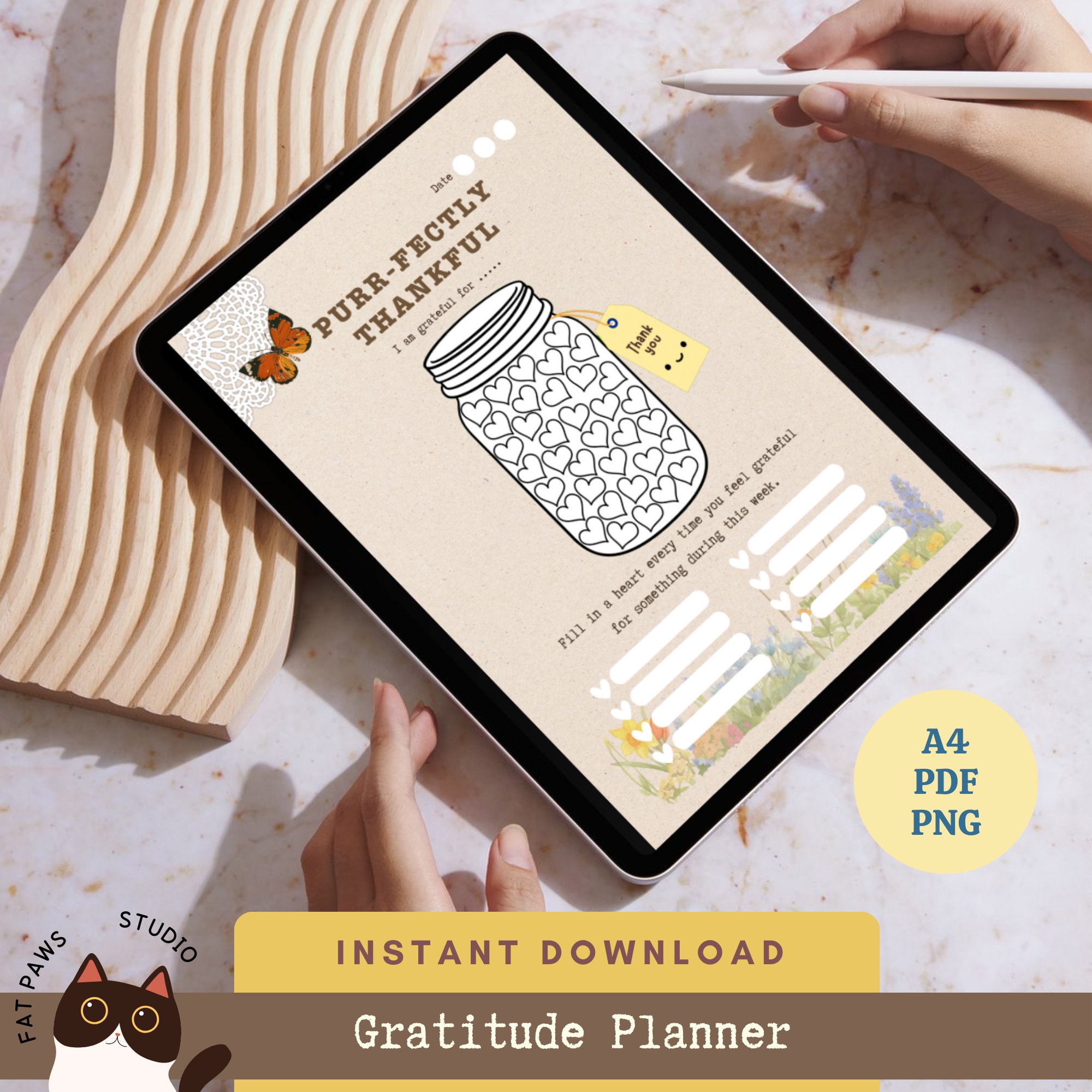 A4 Bundle Pack, Daily Gratitude Planner , Gratitude Jar , Vintage and ...