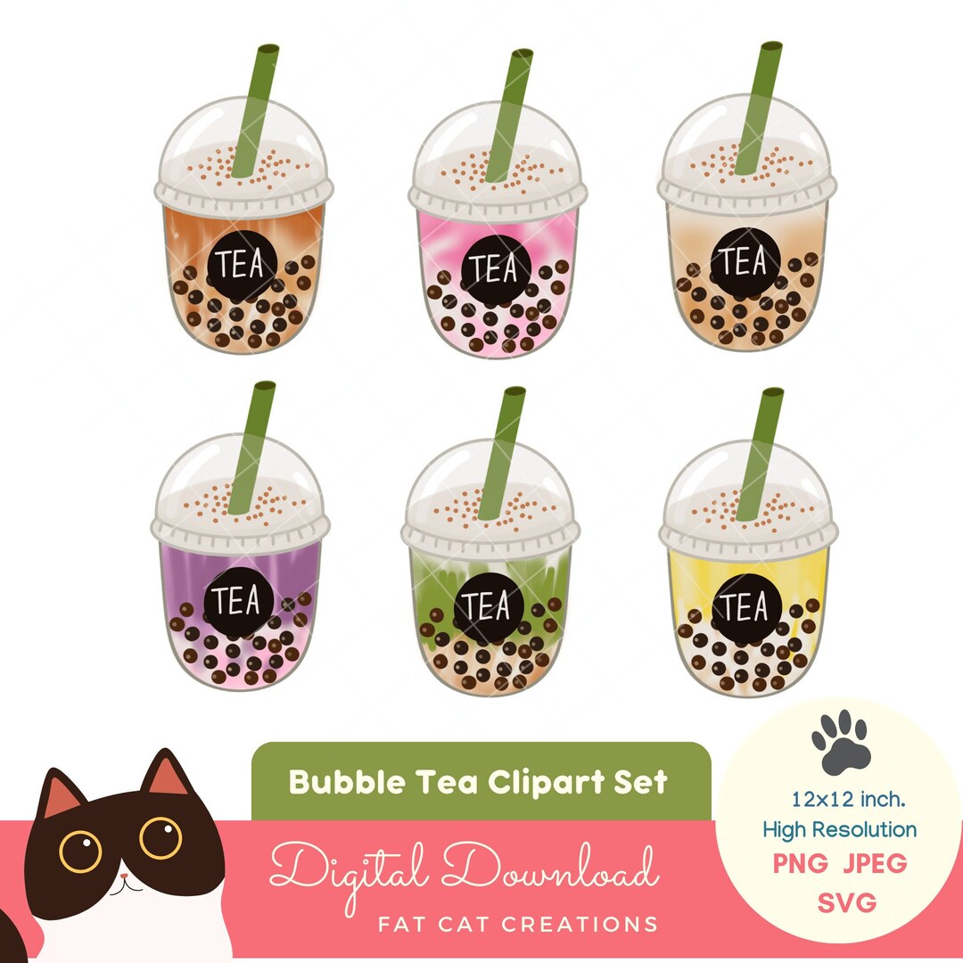 Bubble Tea , Boba Tea , Bubble Tea Clip Art Set Digital Print Instant ...