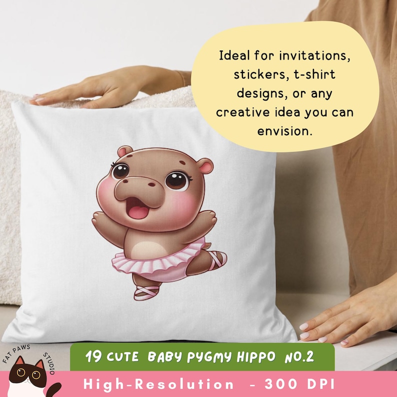 19 Cute Moo Deng Pygmy Hippo Clipart V.2 | Adorable Cartoon Hippo ...