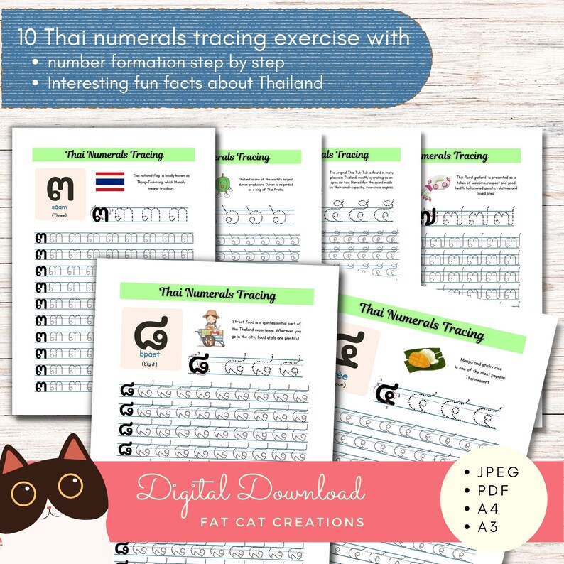 Full Package of Thai Alphabet and Numerals Tracing Worksheets With ...