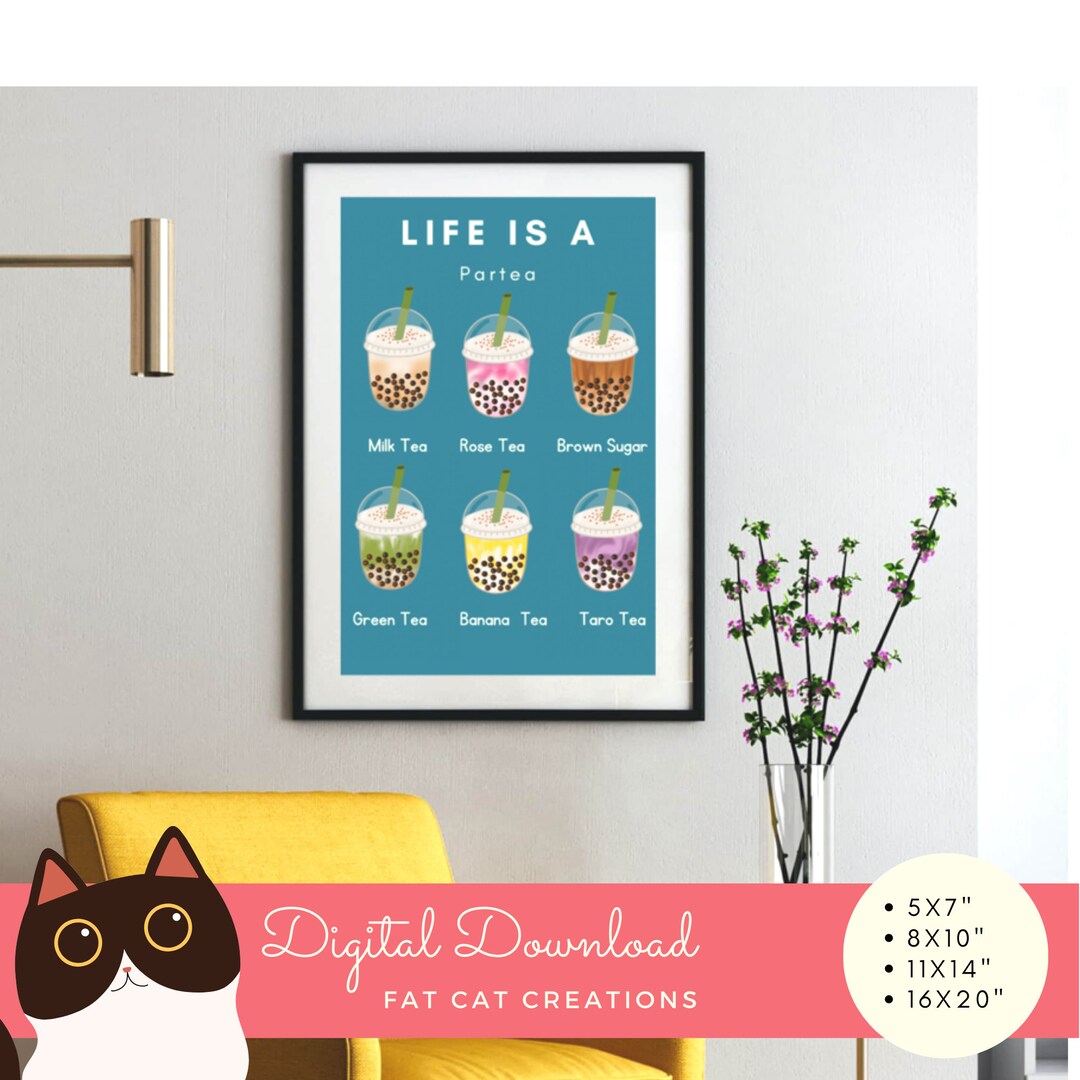 Bubble Tea , Boba Tea , Bubble Tea Digital Print Poster ,vector ...